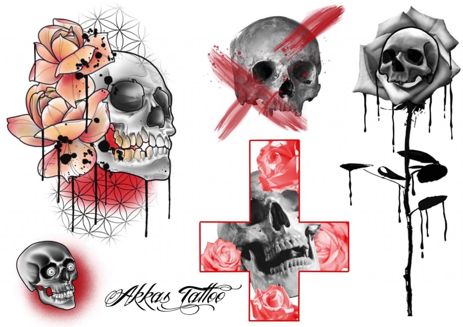 Skulls Flash by Akkas Tattoo A5 Temporary Tattoos | Like Ink
